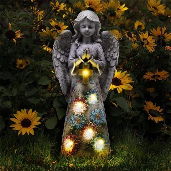 Accents | Angel Garden Figurine Outdoor Garden Statue Solar Garden ...